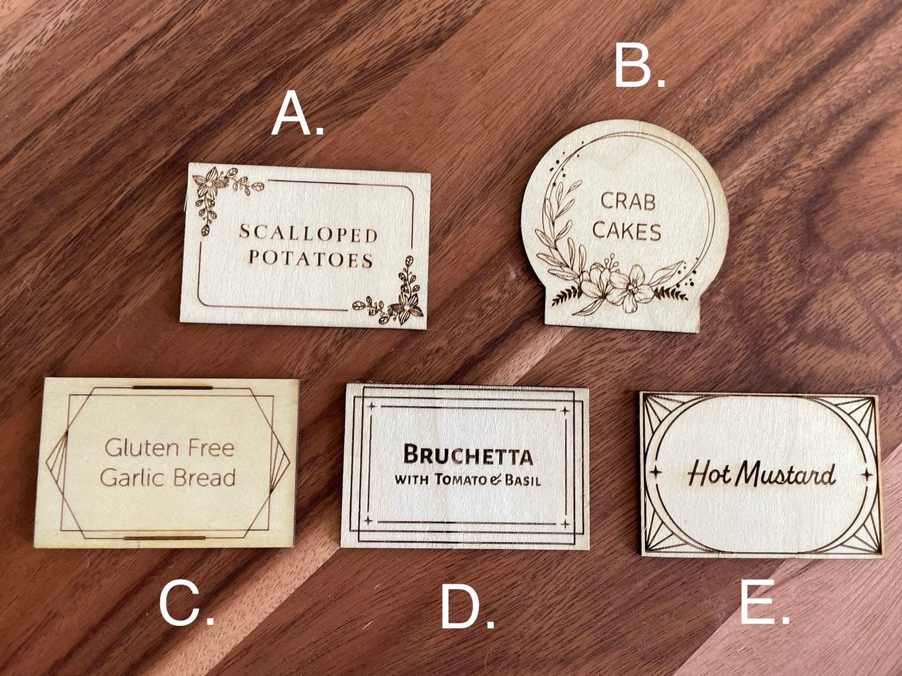 Wooden Buffet Cards, Food Labels, Food Name Sign - Custom Labels With ...