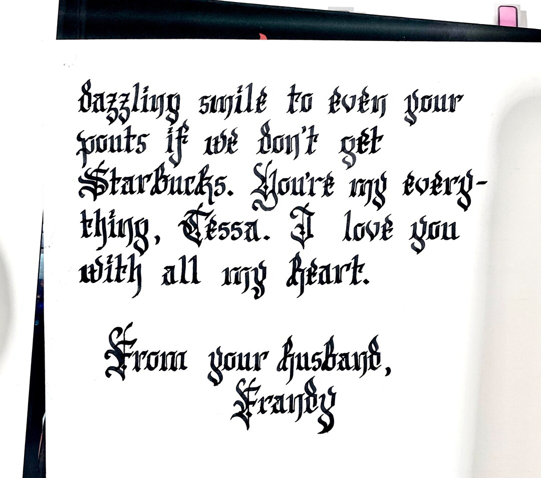 Custom Handwritten Gothic Calligraphy Love Letter or Anything - Etsy