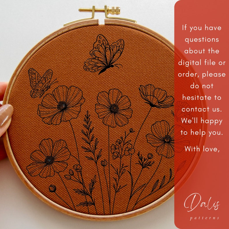 Cottagecore Embroidery PDF Pattern File: Flowers and Butterflies Design ...