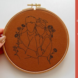 Romantic Hand Embroidery PDF Pattern, Couple Hugging With Flowers ...