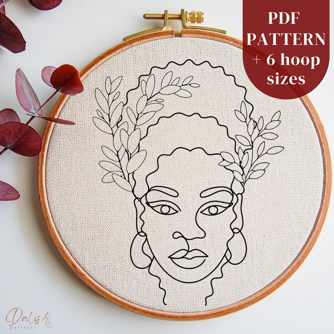 Digital African Woman Hand Embroidery PDF Pattern, Afro Girl Embroidery ...