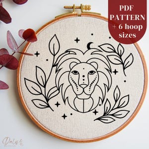 Leo Zodiac Sign Embroidery PDF Pattern, Astrology Leo Symbol DIY ...