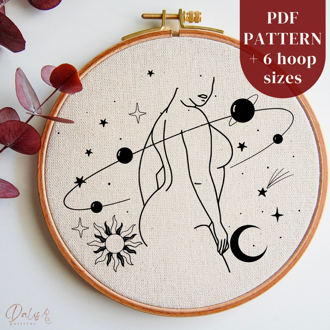 Body Positivity Hand Embroidery PDF Pattern: Curvy Female With Sun ...