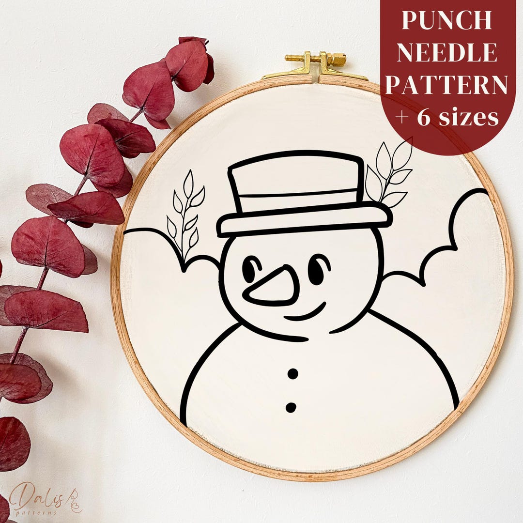 Snowman Printable Punch Needle Pattern, Christmas Punch Needle Template ...