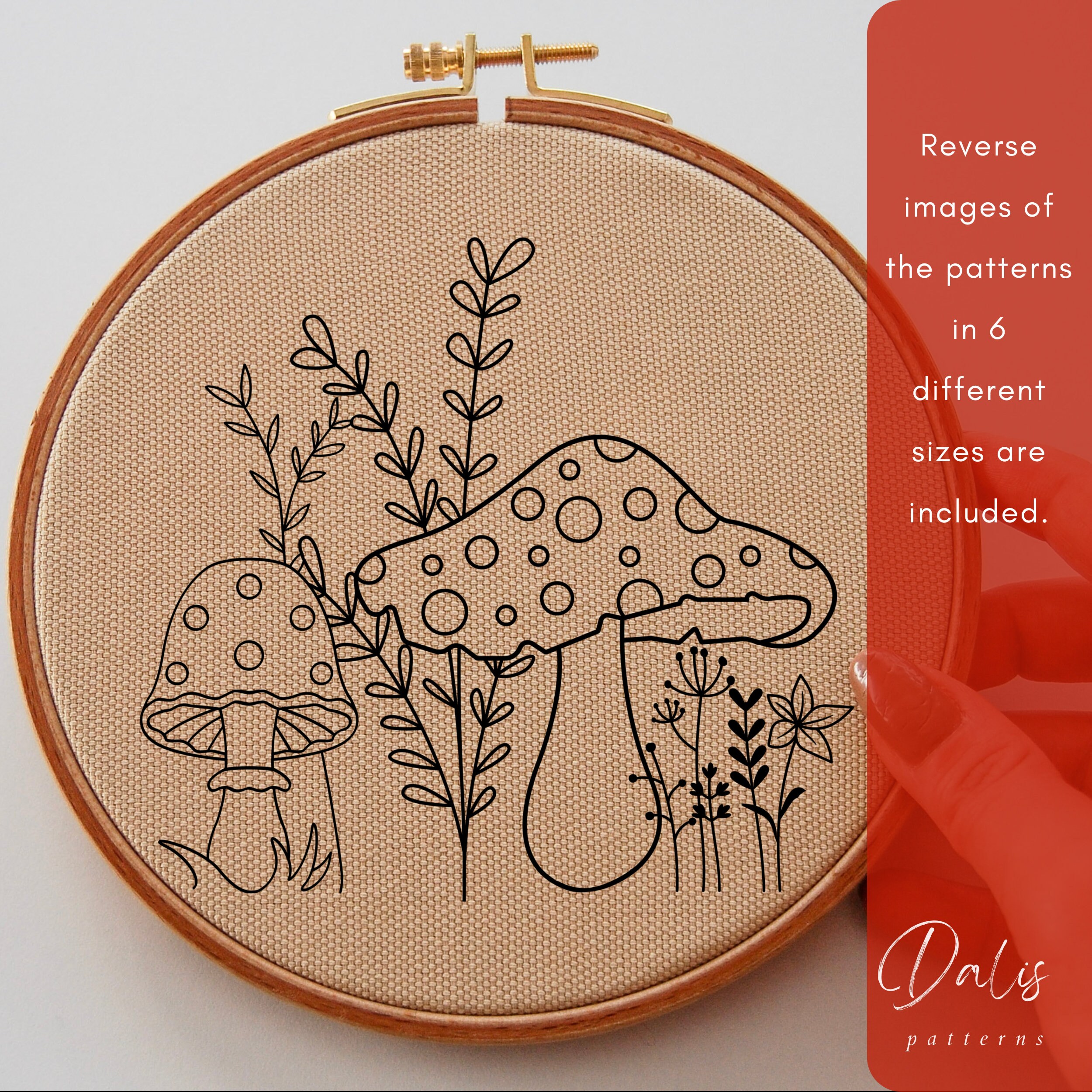 Mushrooms Embroidery PDF Pattern Template, Whimsical Mushroomcore ...
