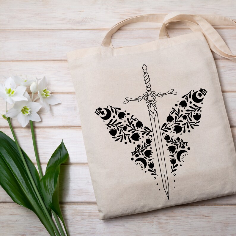 Whimsical Embroidery PDF Pattern Template, Celestial Moth and Sword ...
