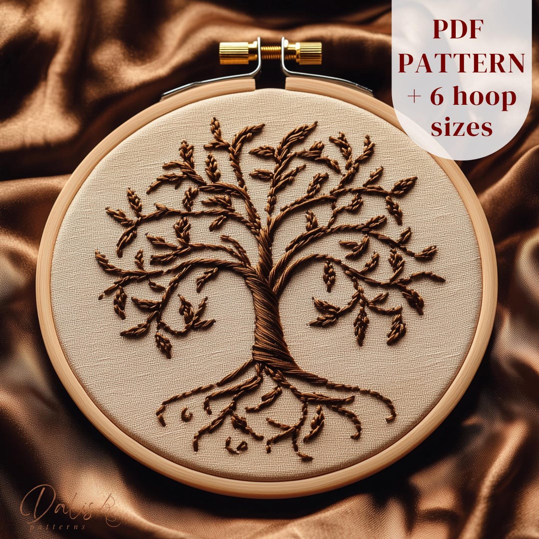 Tree of Life Hand Embroidery Pattern, Botanical Embroidery PDF Design ...