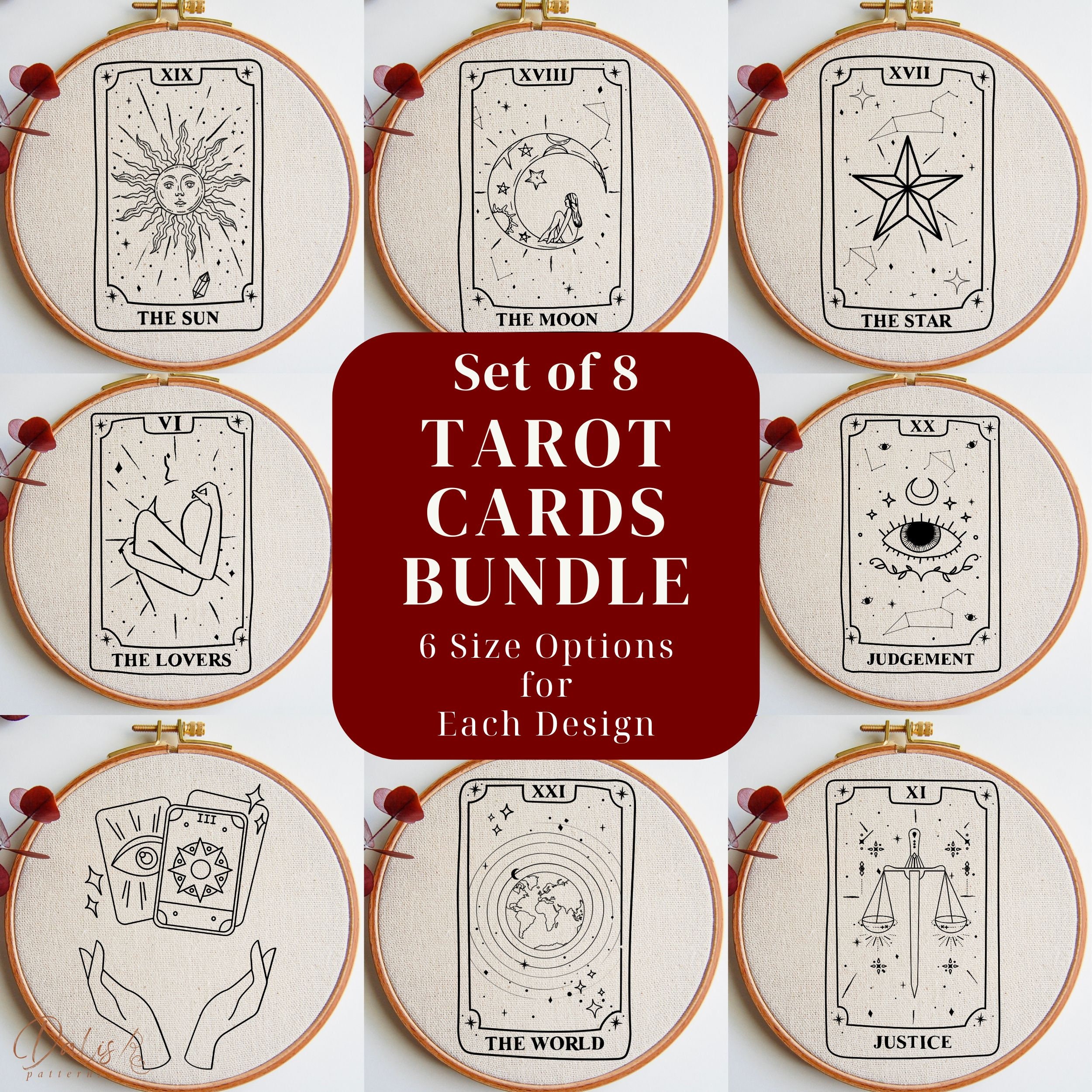 Tarot Cards Embroidery PDF Pattern Bundle, Witchy Hand Embroidery ...