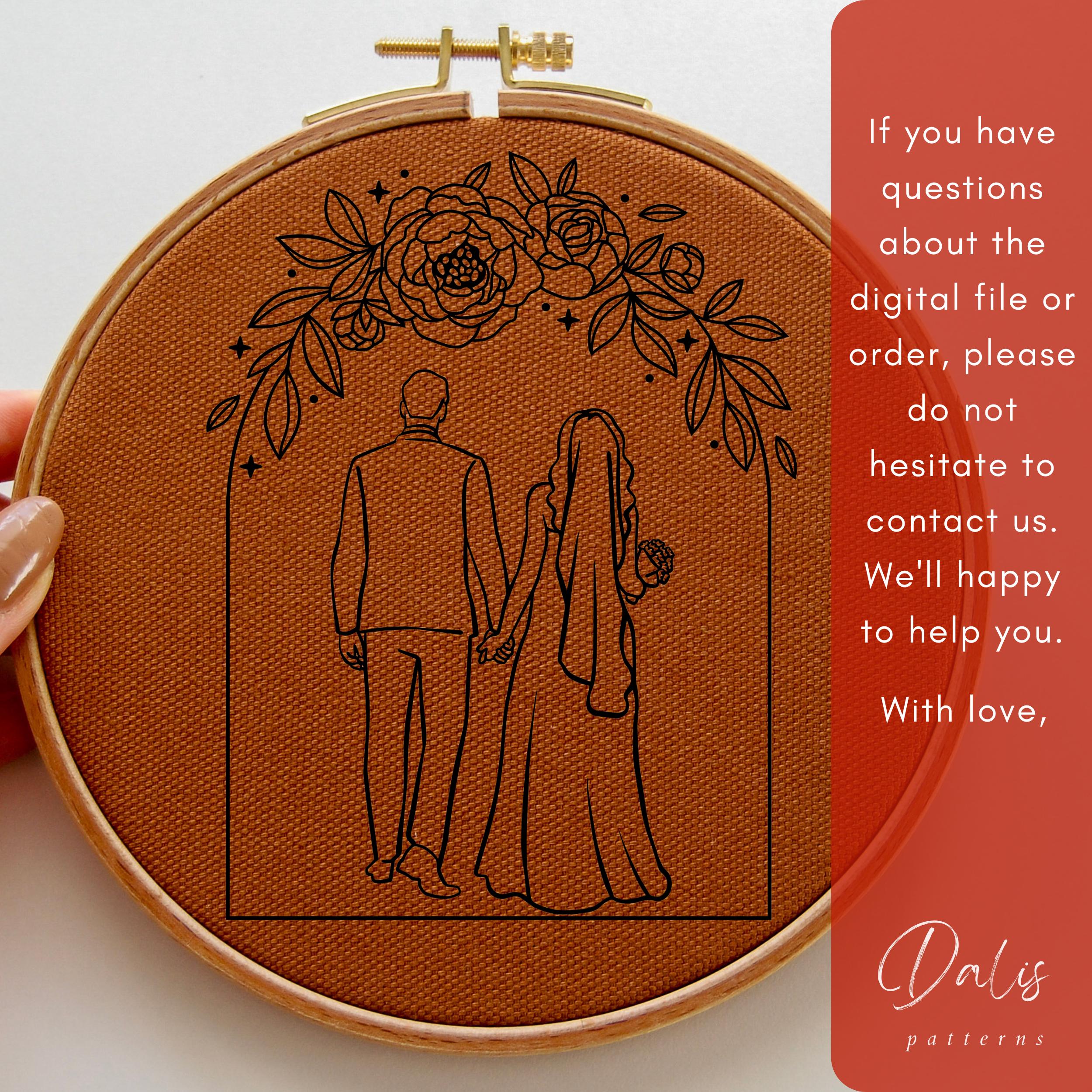 Wedding Embroidery PDF Pattern Template, Groom and Bride Embroidery ...