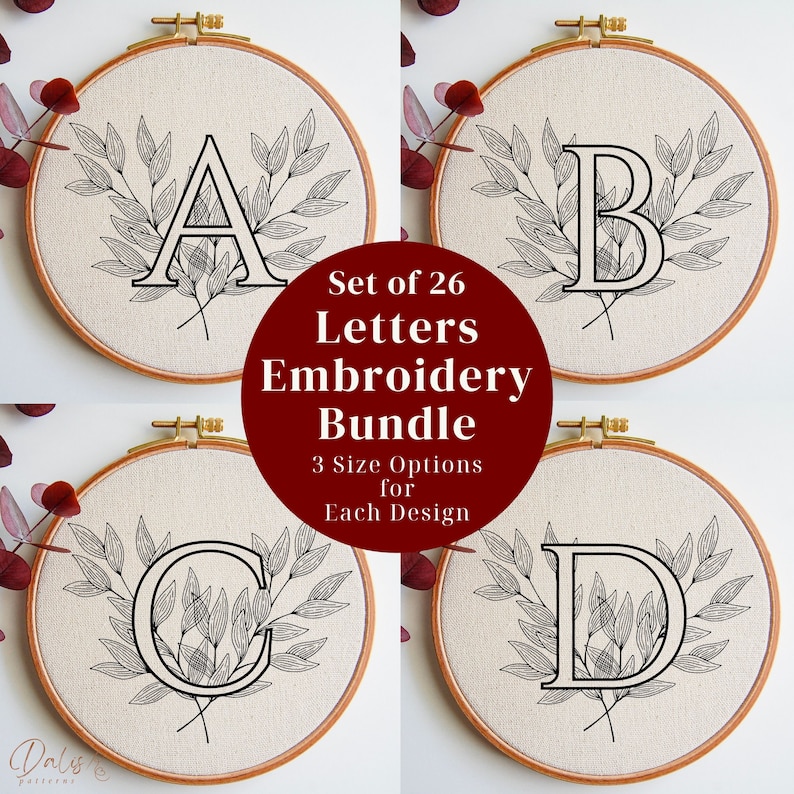 Alphabet Letters Embroidery PDF Pattern, Monogram Embroidery Design ...