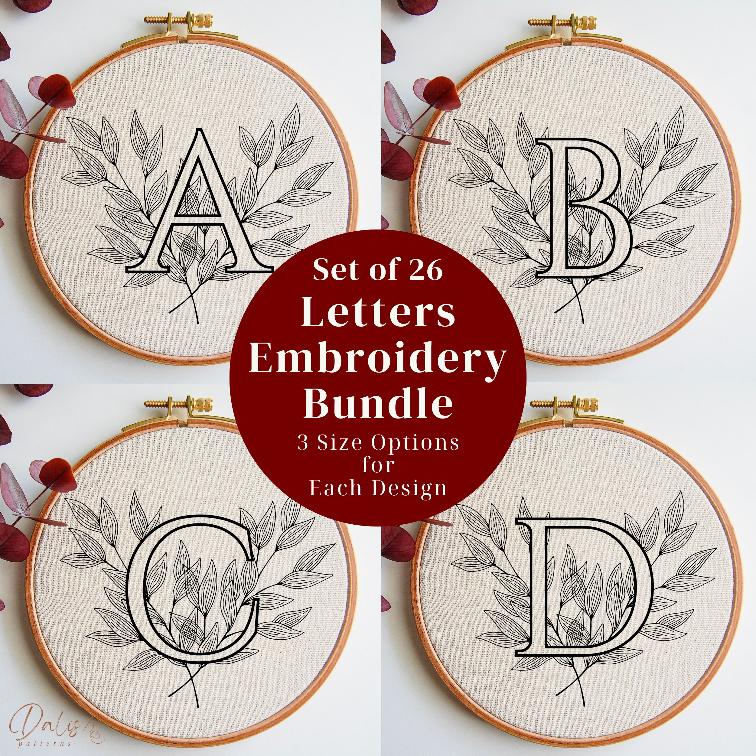 Alphabet Letters Embroidery PDF Pattern, Monogram Embroidery Design ...