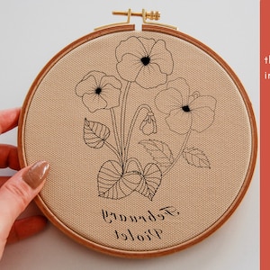 Violet Hand Embroidery PDF Pattern Design, February Birth Month Flower ...