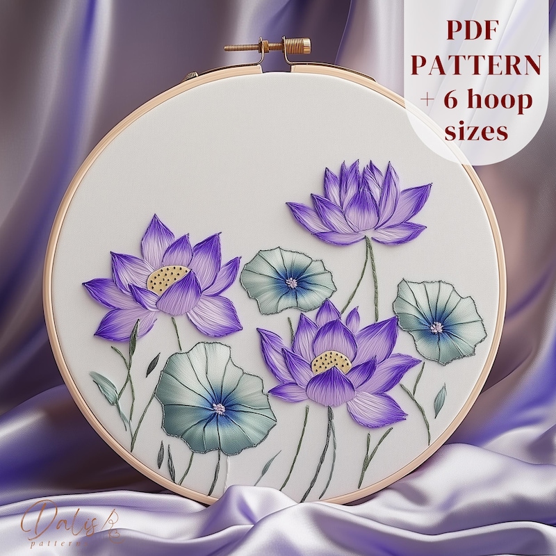 Lotus Flower Embroidery - Etsy