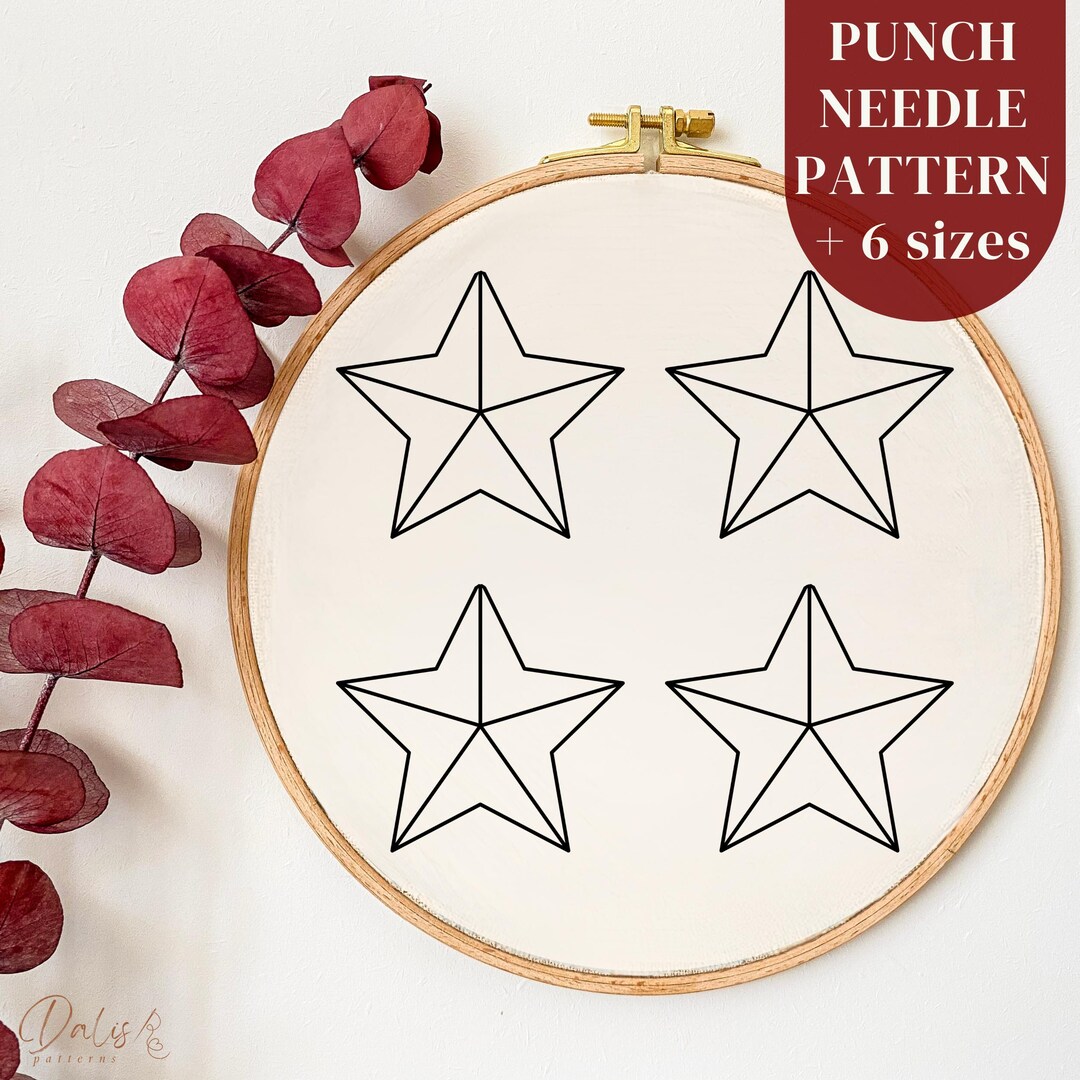 Christmas Stars Punch Needle PDF Pattern, Digital Punch Needle Template ...