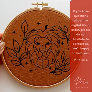 Leo Zodiac Sign Embroidery PDF Pattern, Astrology Leo Symbol DIY ...