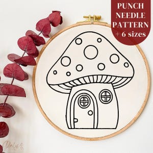 Mushroom House Punch Needle PDF Pattern, Digital Punch Needle Template ...