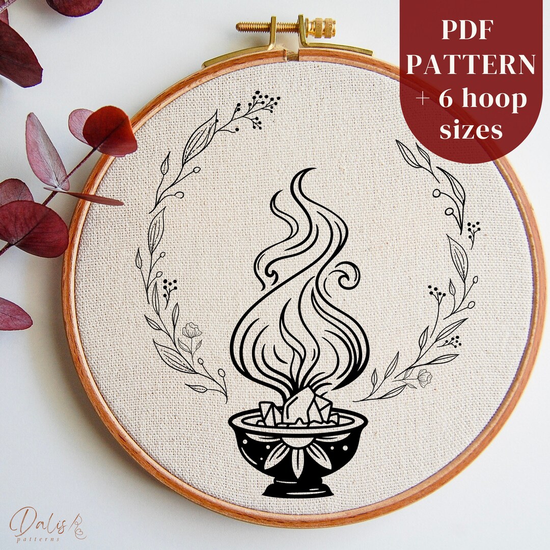Wiccan Embroidery PDF Design, Witchy DIY Embroidery Hoop Art Pattern ...