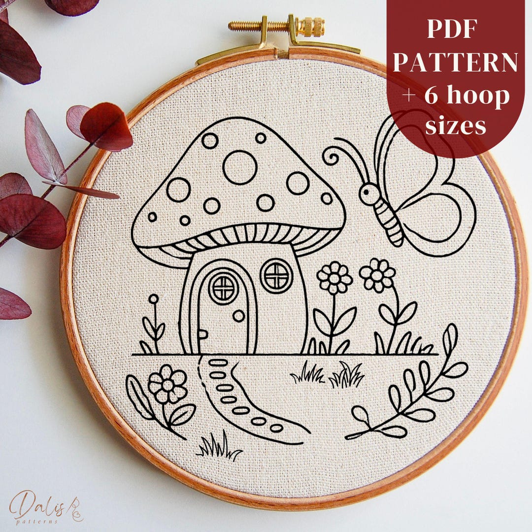 Cottagecore Embroidery PDF Pattern, Woodland Hand Embroidery Design ...
