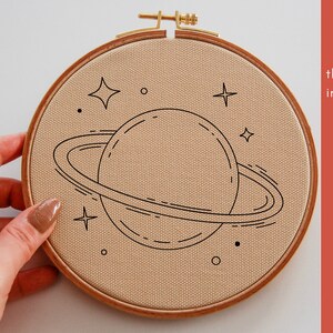 Cosmic Planet Hand Embroidery Design Digital Files, Minimal Celestial ...