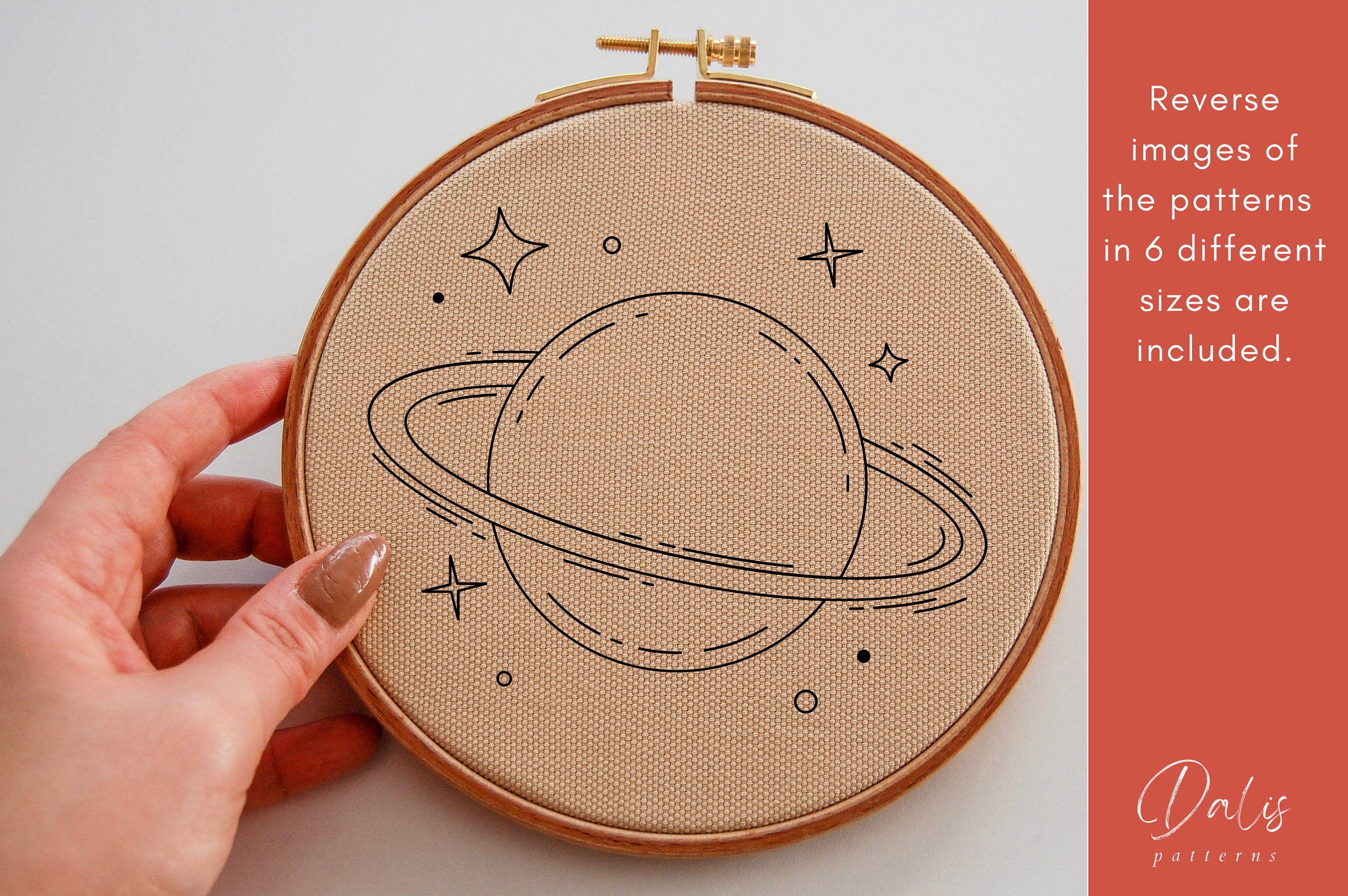 Cosmic Planet Hand Embroidery Design Digital Files, Minimal Celestial ...
