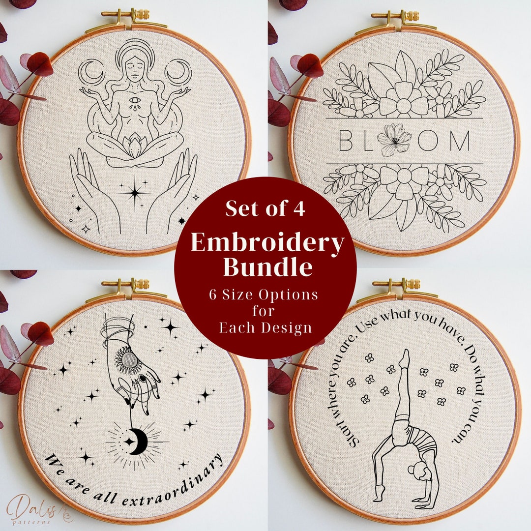Modern Emboidery Designs Bundle: Celestial and Motivational Quotes, DIY ...