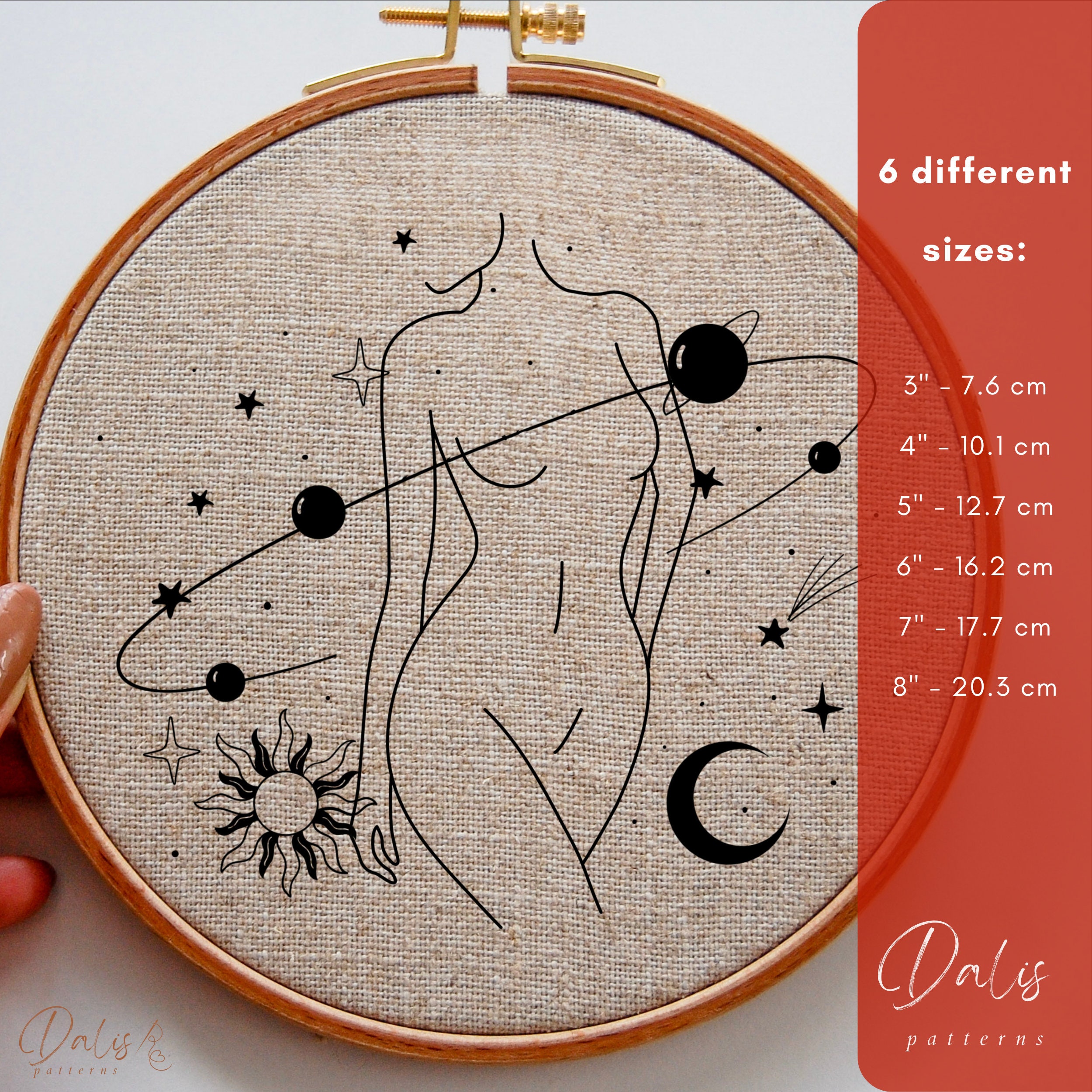 Celestial Woman's Silhouette Hand Embroidery PDF Pattern: Female With ...