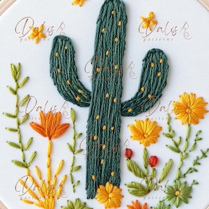Beginner Hand Embroidery PDF Pattern, Digital Cactus Embroidery Design ...