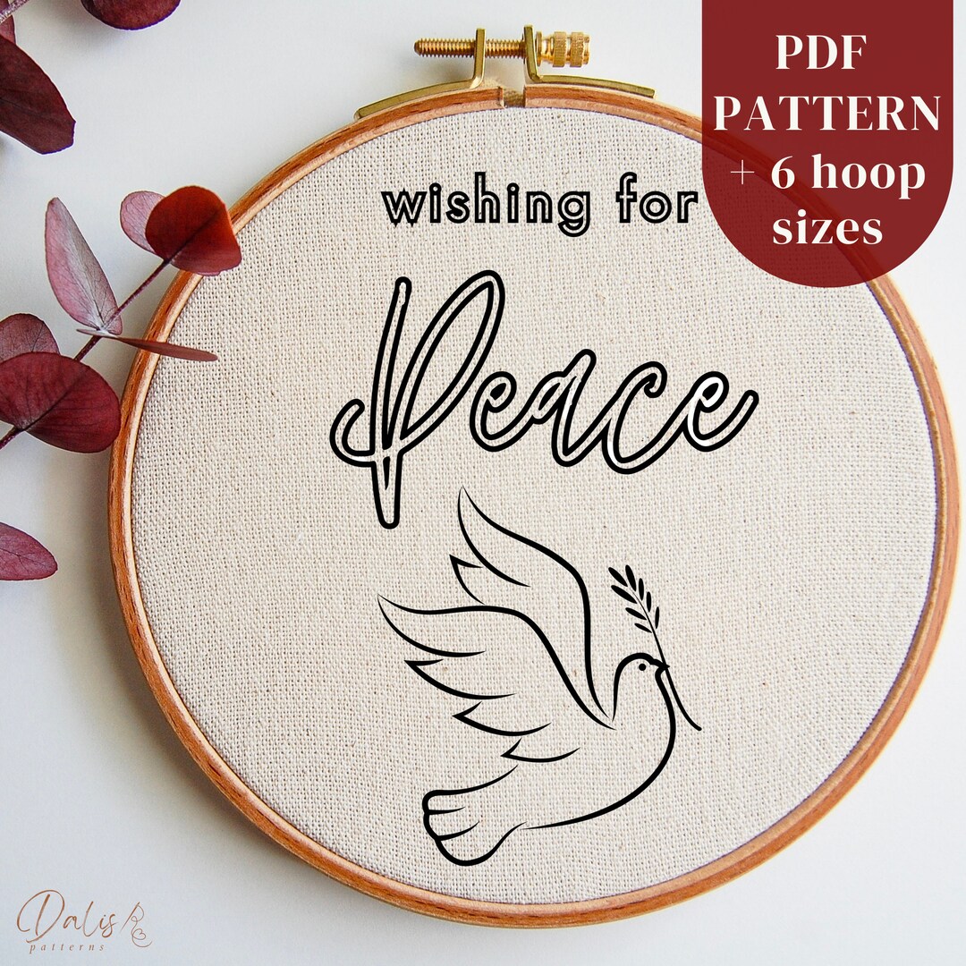 Dove Hand Embroidery Design, Peace Embroidery PDF Pattern, Beginner ...