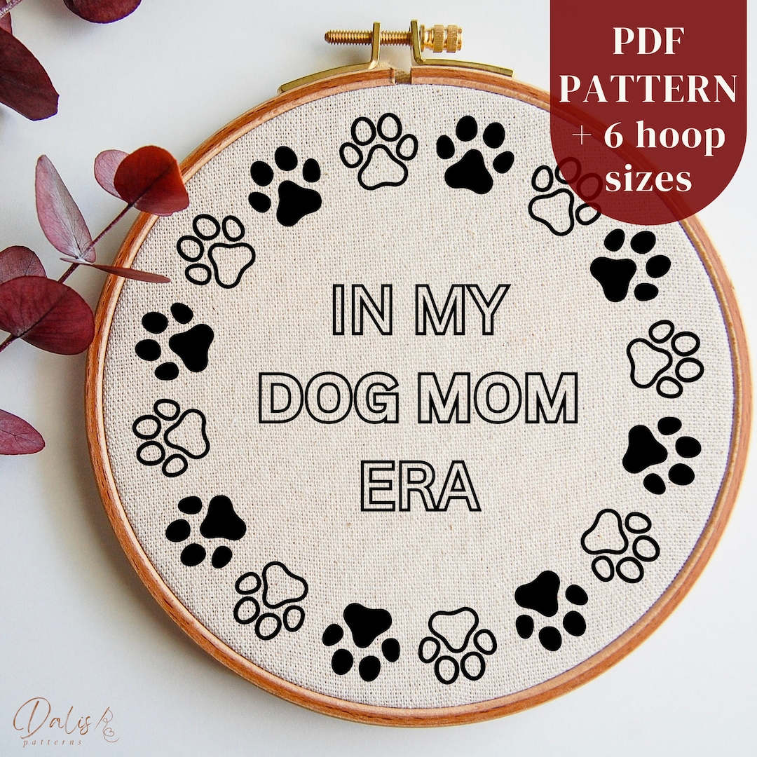 Dog Mom Hand Embroidery Design, Paw Prints Embroidery PDF Pattern ...