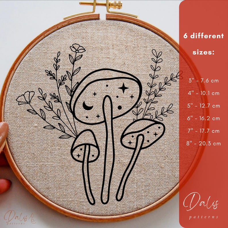 Mushrooms Embroidery PDF Pattern Bundle, Mushroomcore Embroidery Hoop ...