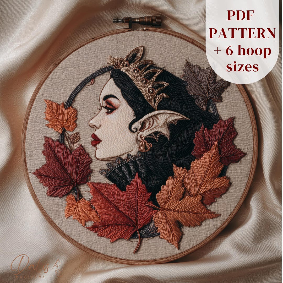 Female Vampire Hand Embroidery Design, Halloween Embroidery Pattern ...