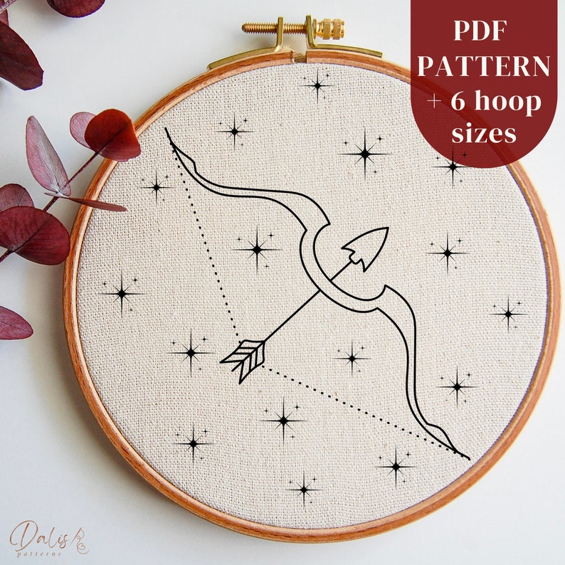 Sagittarius Zodiac Sign Embroidery Pattern, Astrology Hand Embroidery ...