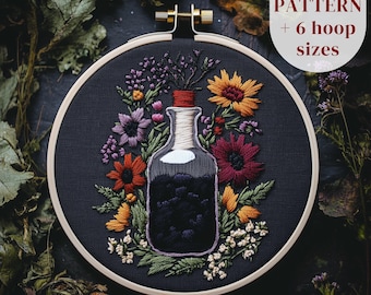 Magic Potion Hand Embroidery Pattern, Witchy Embroidery Design, Wiccan ...