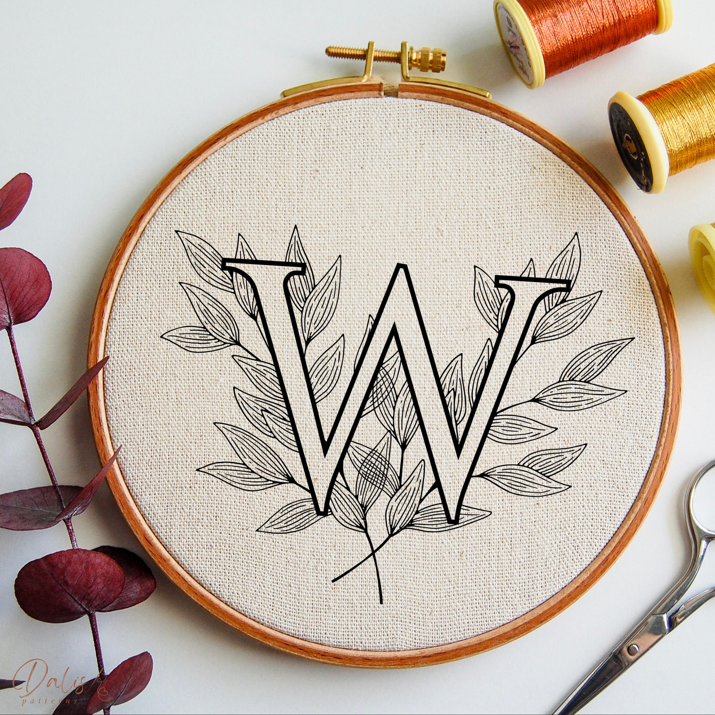 Alphabet Letters Embroidery PDF Pattern, Monogram Embroidery Design ...