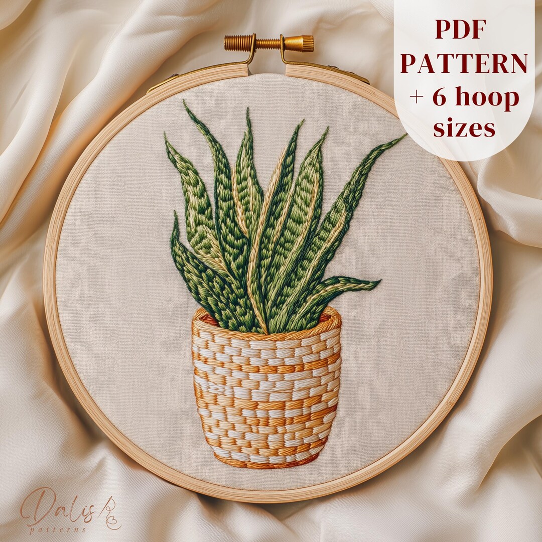 Potted Snake Plant Embroidery Pattern • Modern Botanical Hoop Art (PDF ...