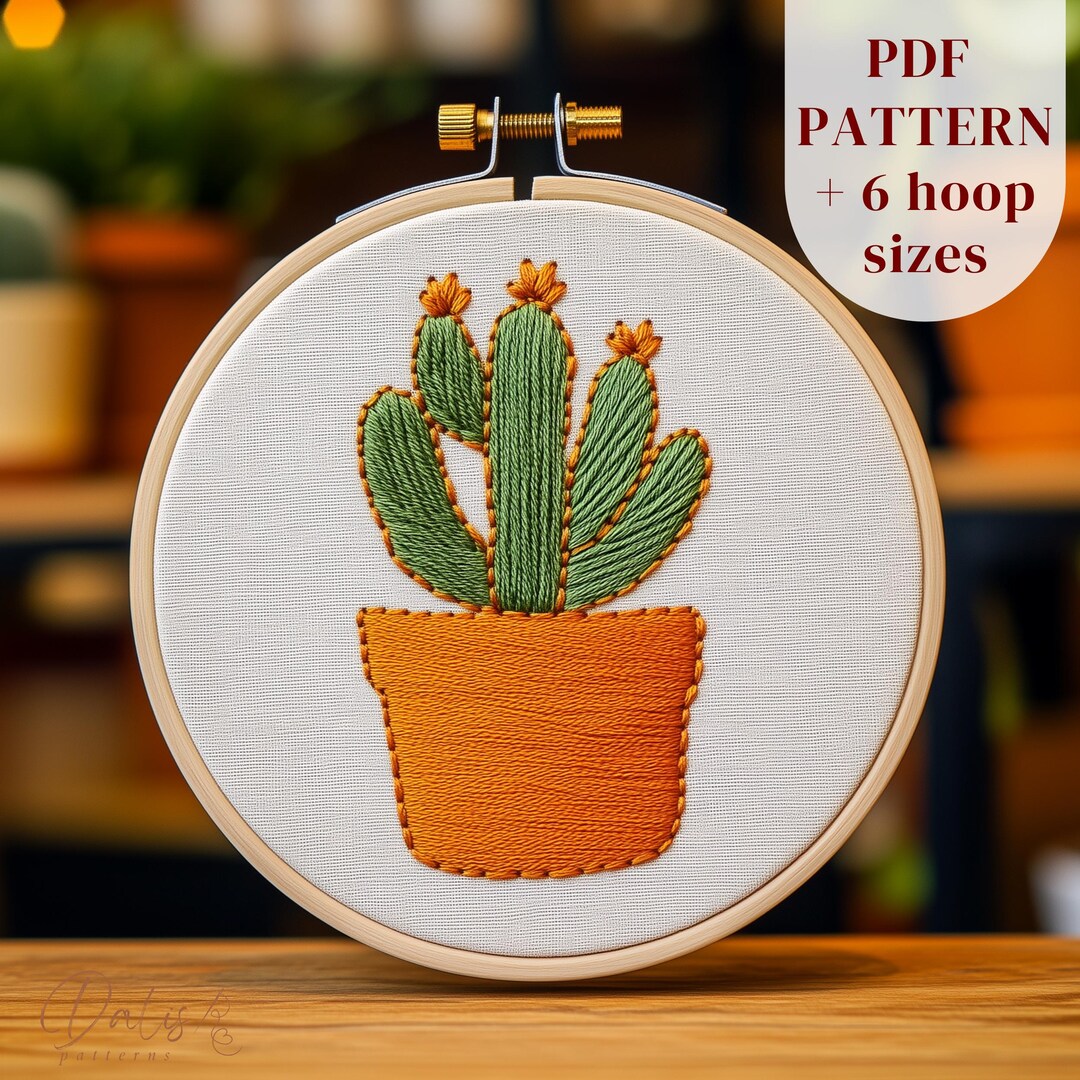 Printable Hand Embroidery Pattern, Cactus Plant Embroidery Design ...