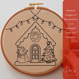 Christmas House Embroidery PDF Pattern Template, Winter Embroidery Hoop ...