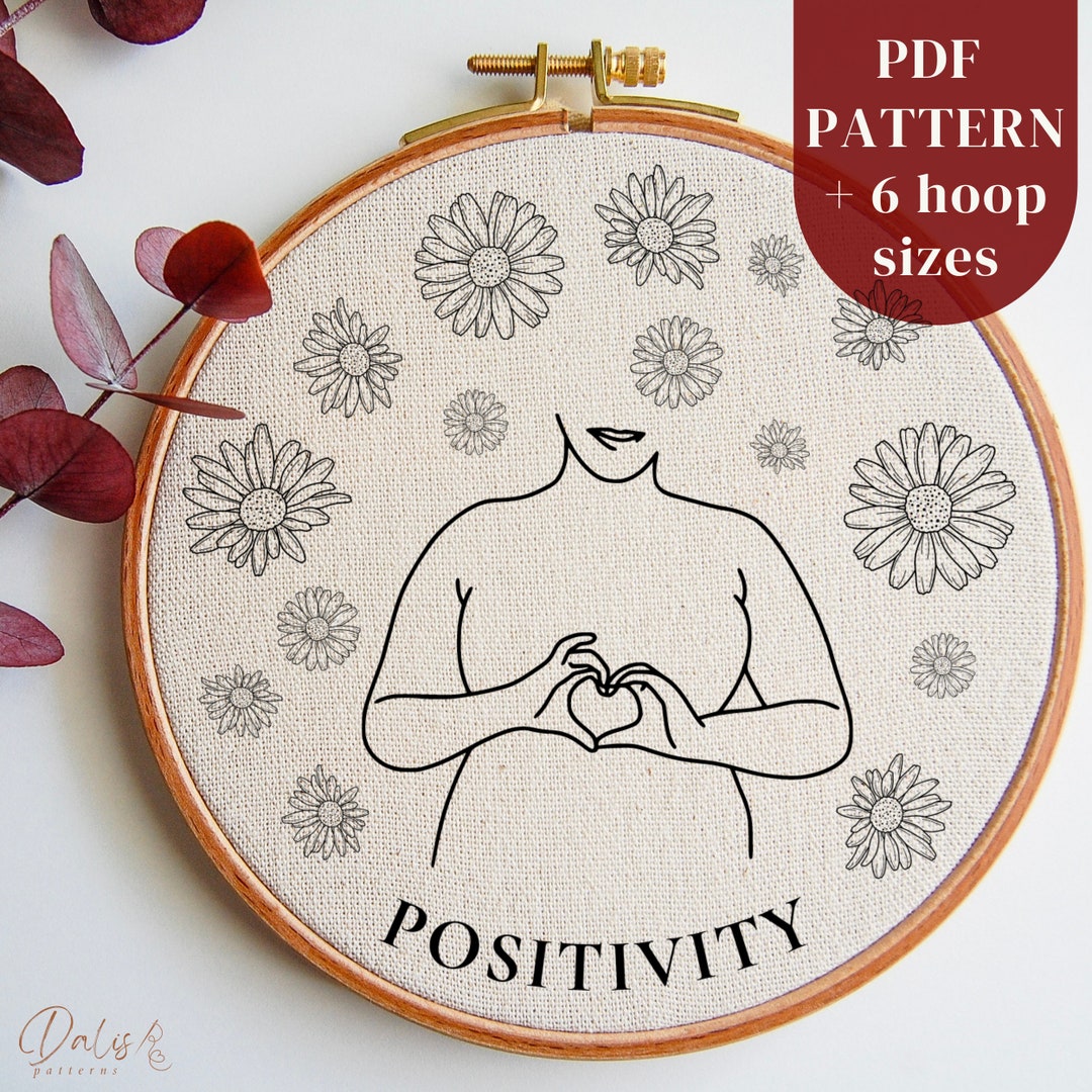 Flower Curvy Woman Embroidery Pattern, Body Positivity Hand Embroidery ...