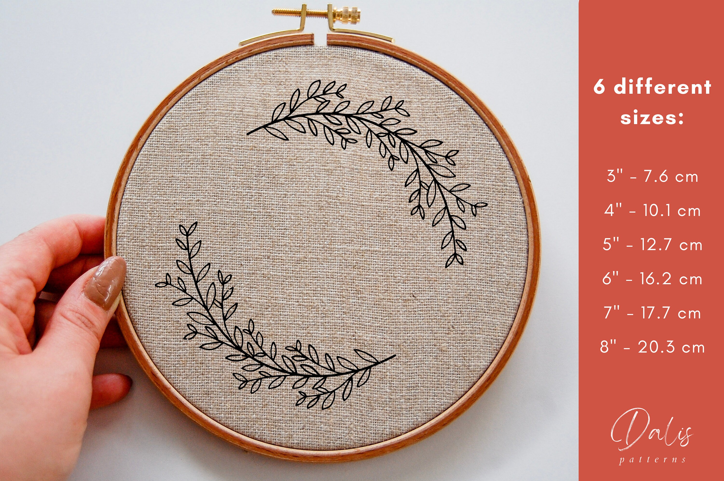 Leafy Wreath DIY Hand Embroidery Design, Beginner Hand Embroidery PDF ...