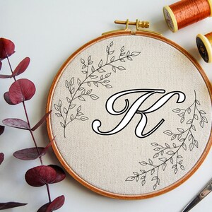 A-Z Alphabet Embroidery PDF Pattern Designs With Leaves, 26 Letters ...