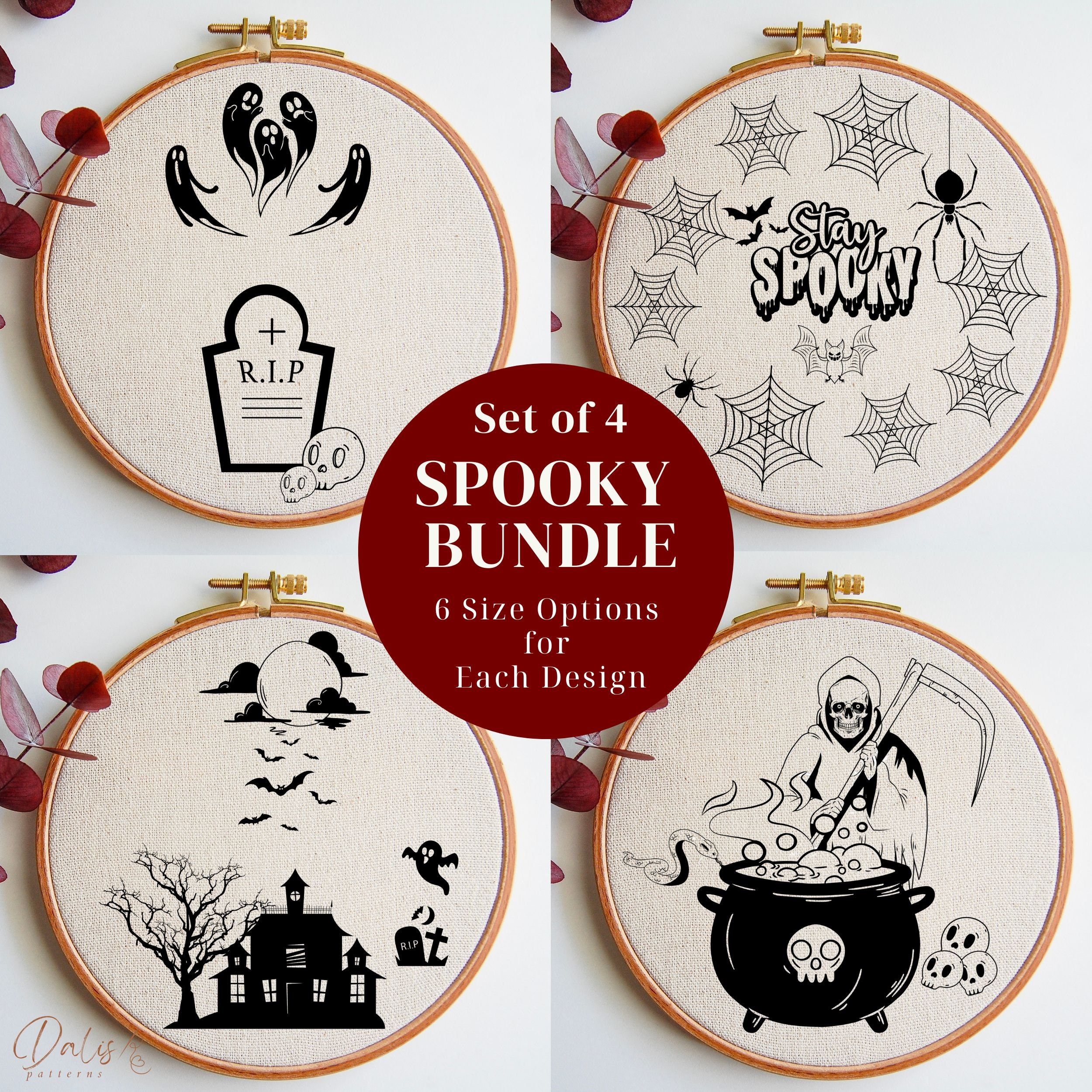 Gothic Hand Embroidery Pattern Bundle for Halloween DIY Hoop Art ...
