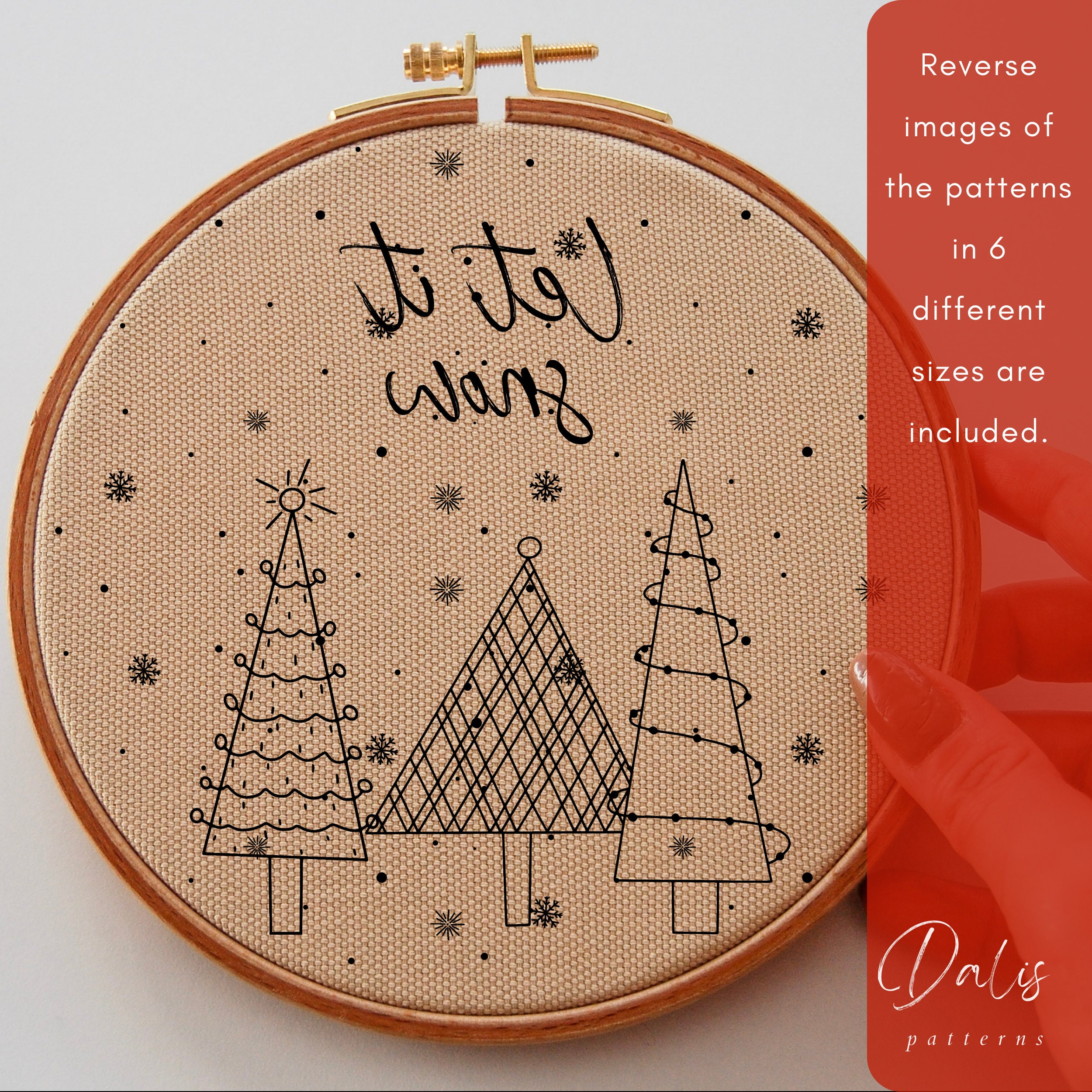 Winter Hand Embroidery PDF Pattern: Let It Snow With Christmas Trees ...