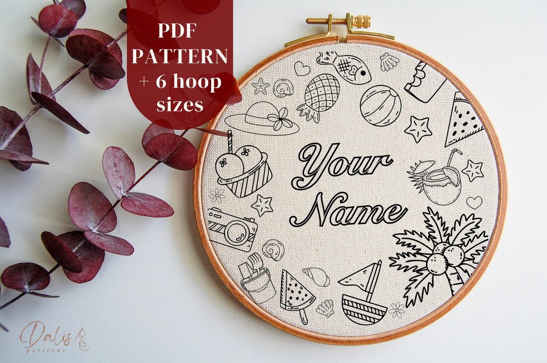 Custom Name Hand Embroidery PDF Pattern Personalized DIY Hoop - Etsy
