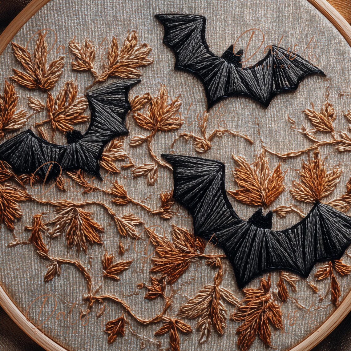 Gothic Bats Hand Embroidery Design, Halloween Embroidery PDF Pattern ...