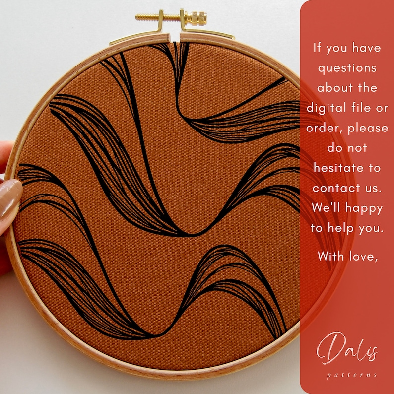 Modern Hand Embroidery PDF Pattern: Abstract Wavy Lines Design, Minimal ...