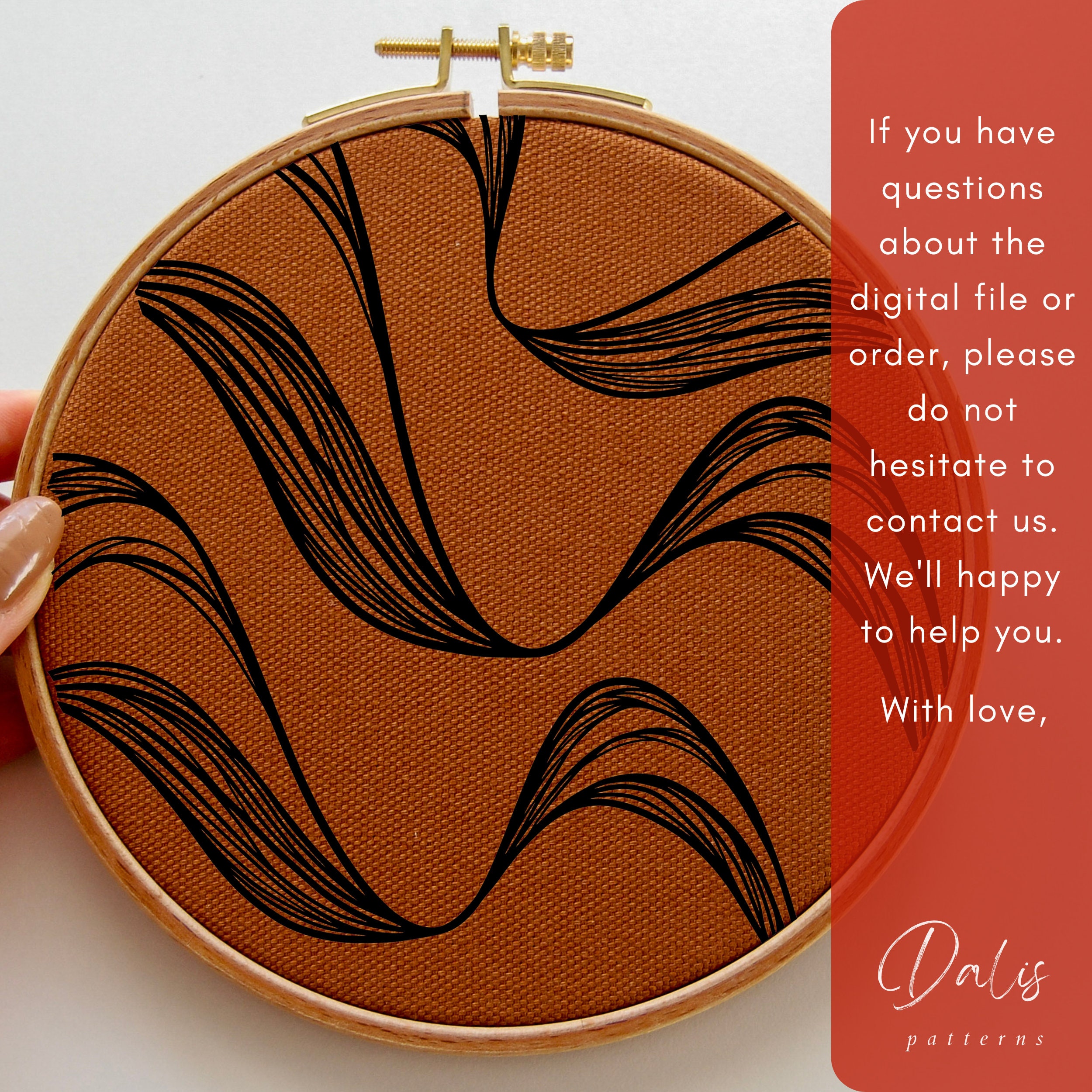 Modern Hand Embroidery PDF Pattern: Abstract Wavy Lines Design, Minimal ...