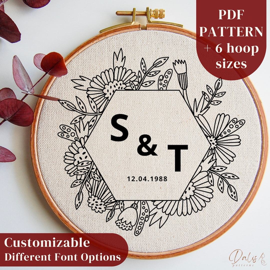 Custom Wedding Embroidery PDF Pattern, Personalized Letters Hand ...