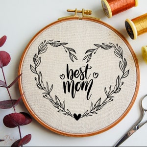 Best Mom Hand Embroidery Design, Mother's Day Embroidery PDF Pattern ...