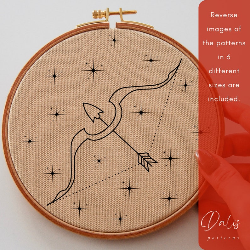 Sagittarius Zodiac Sign Hand Embroidery PDF Pattern File, Beginner Hoop ...