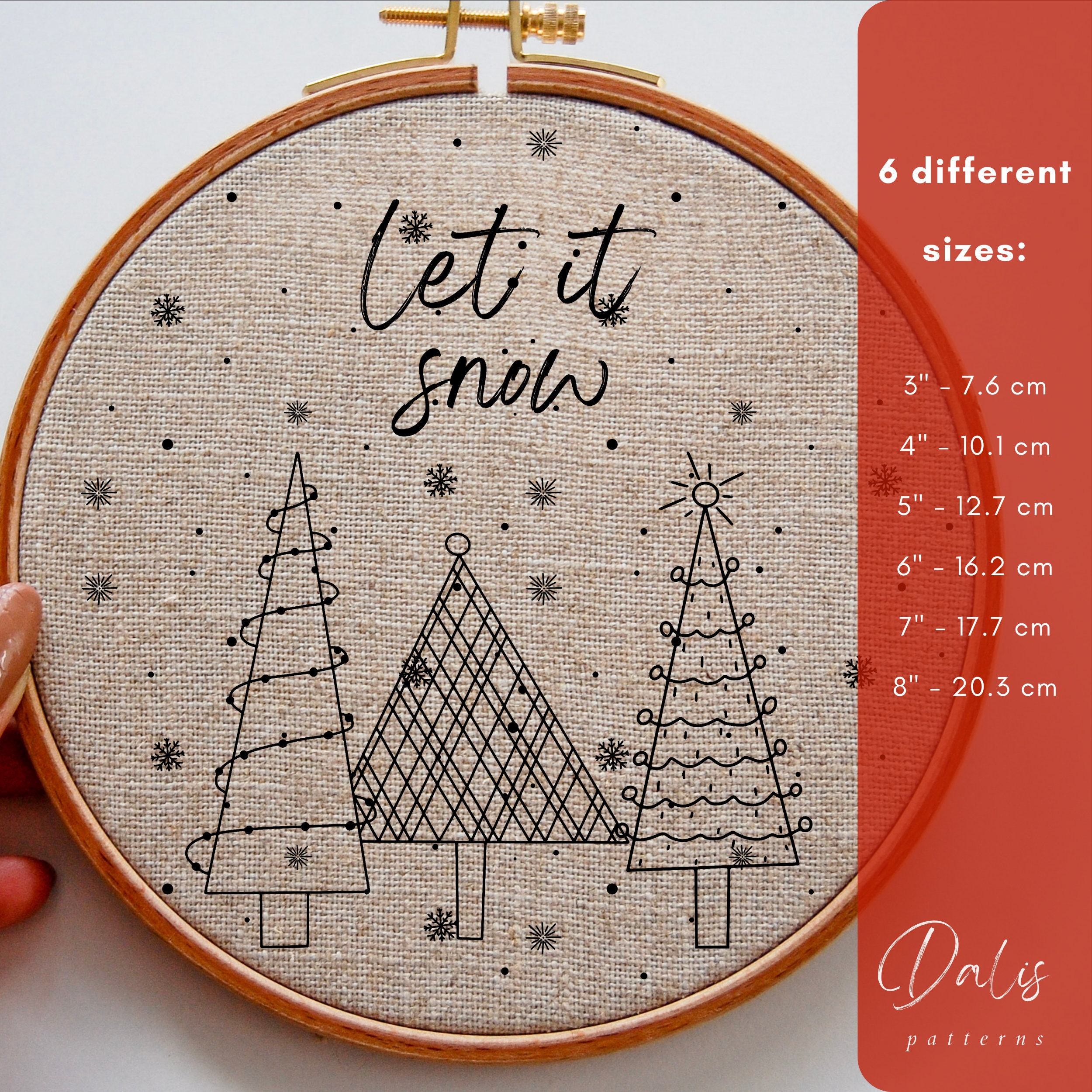Winter Hand Embroidery PDF Pattern: Let It Snow With Christmas Trees ...